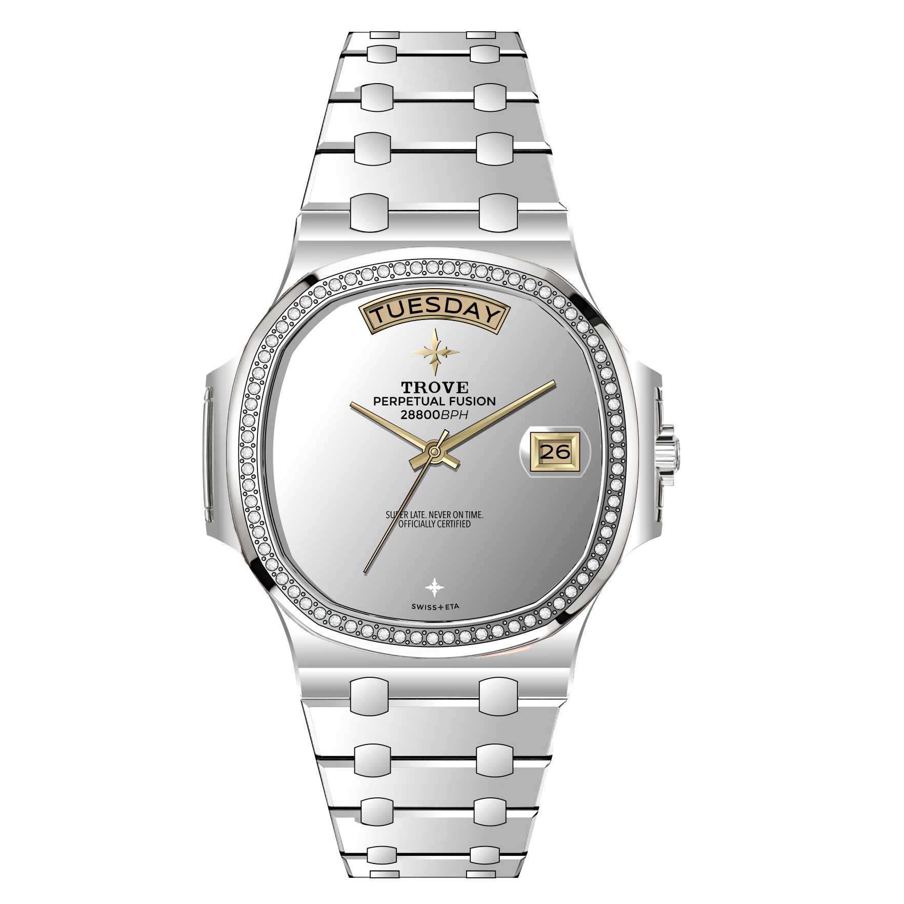 The Holy Trinity in 34mm Stainless Steel Mirror Diamond Bezel – Trove ...
